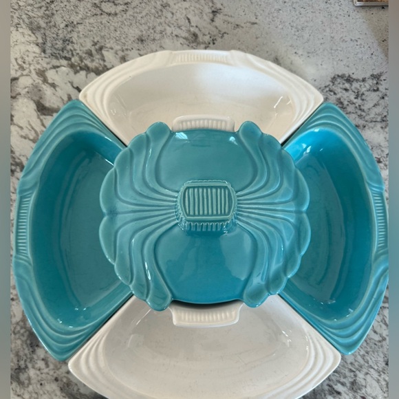 Dining | Vintage Turquoise Maurice Of Cal Pottery Lazy Susan Chips Dip ...
